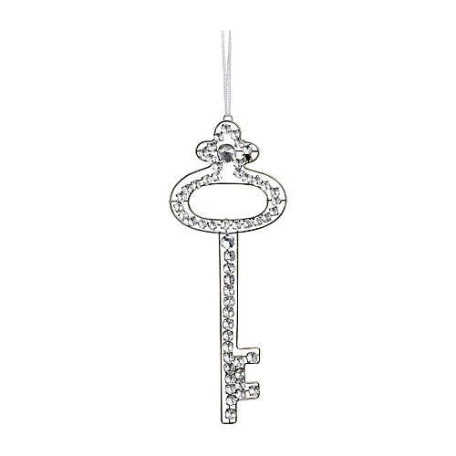 Click here for 9 Silver Antique Finish Rhinestone Key Christmas O... prices