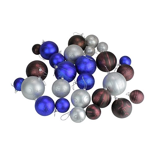 Click here for 27ct Blue and Brown Shatterproof Matte Christmas B... prices