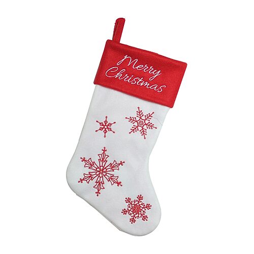 Click here for 15.25 Red and White Snowflake Embroidered Christma... prices