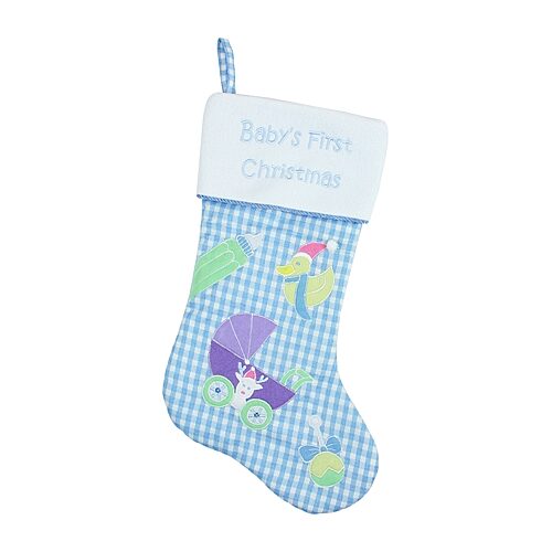 Click here for 18.5 Blue and White Babys First Christmas Embroide... prices