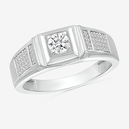 Click here for Mens 3MM 1/2 CT. T.W. Natural White Diamond 14K Go... prices