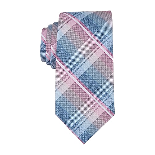 Collection By Michael Strahan Plaid Tie  One Size  Pink