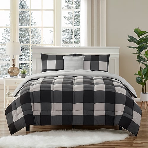Sweet Home Collection 4pc. Buffalo Check Reversible Comforter Set