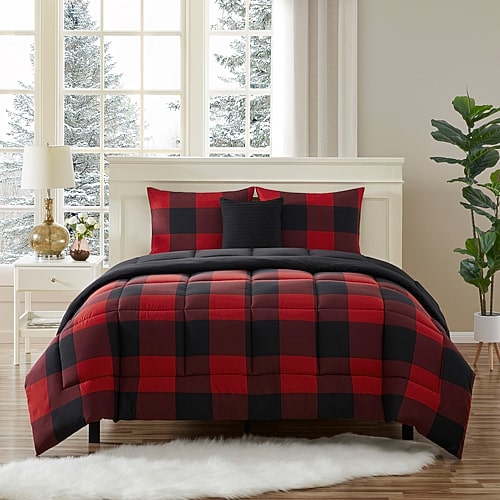 Click here for Sweet Home Collection 4pc. Buffalo Check Reversibl... prices