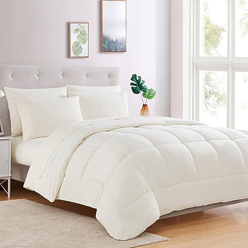 Sweet Home Collection Down Alternative Microfiber 7-Piece Comforter Set  Twin/Twin Xl - Ivory