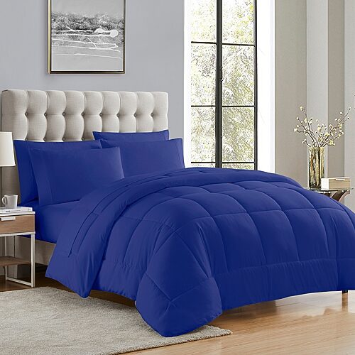Sweet Home Collection Down Alternative Microfiber 7-Piece Comforter Set  Twin/Twin Xl - Royal Blue
