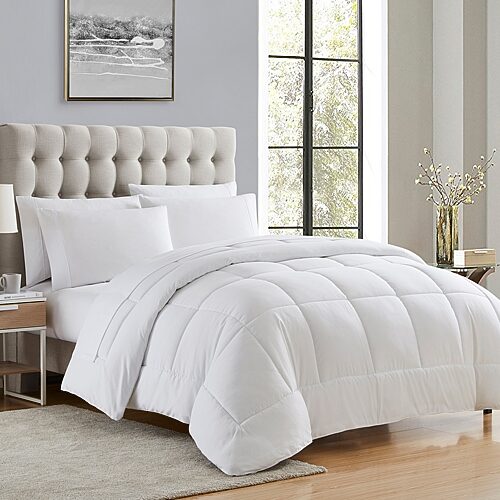Sweet Home Collection Down Alternative Microfiber 7-Piece Comforter Set  Twin/Twin Xl - White