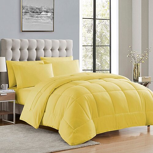 Sweet Home Collection Down Alternative Microfiber 7-Piece Comforter Set  Twin/Twin Xl - Yellow