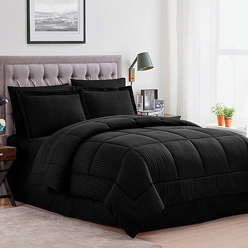 Click here for Sweet Home Collection Embossed Dobby Stripe Bed In... prices