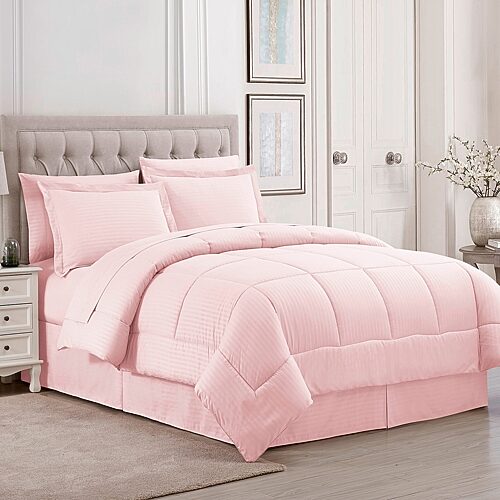 Click here for Sweet Home Collection 8pc. Embossed Dobby Stripe B... prices