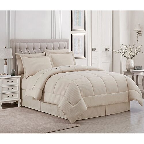 Click here for Sweet Home Collection 8pc. Embossed Dobby Stripe B... prices