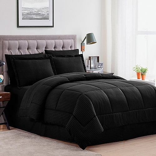 Sweet Home Collection 8pc. Embossed Dobby Stripe Bed In A Bag