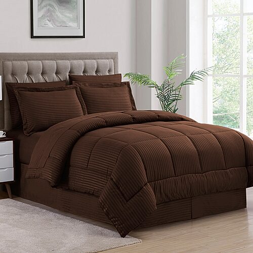 Click here for Sweet Home Collection 8pc. Embossed Dobby Stripe B... prices