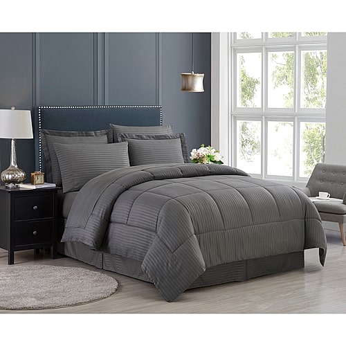 Click here for Sweet Home Collection 8pc. Embossed Dobby Stripe B... prices