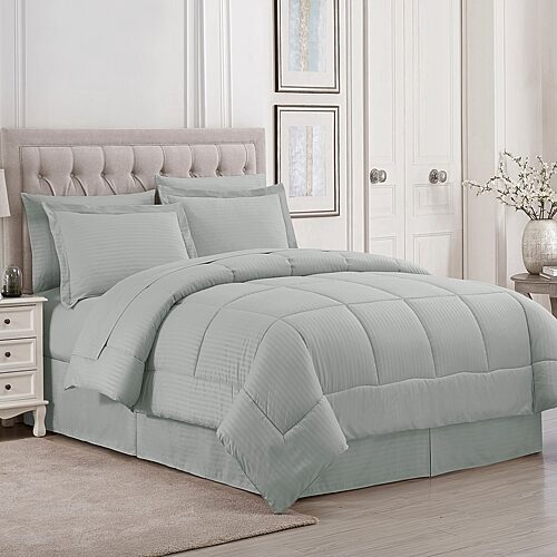 Click here for Sweet Home Collection 8pc. Embossed Dobby Stripe B... prices