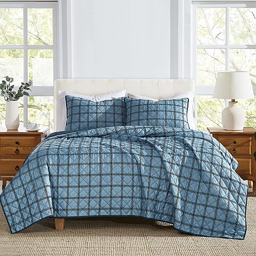 Click here for Cannon Luka Grid 3pc. Reversible Quilt Set prices