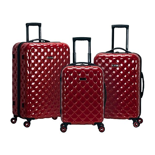 Click here for Rockland Quilt 3-Pc. Hardside Luggage Set - Red prices