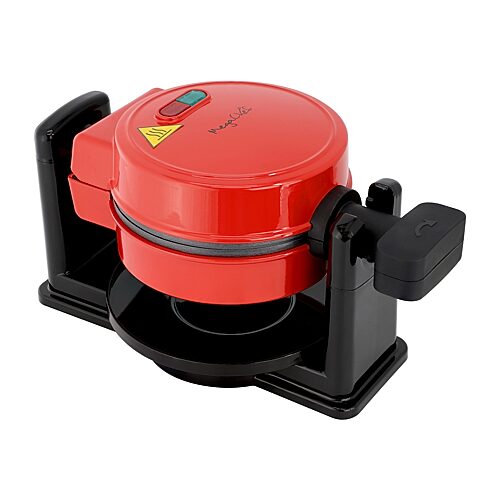 MegaChef Non-Stick Round Electric Flip 5 Inch Belgian Waffle Maker in Red