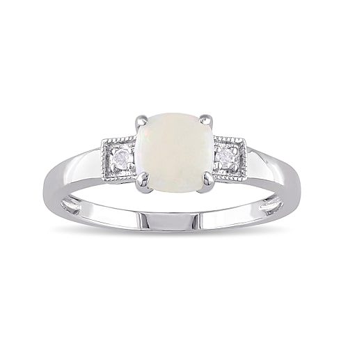 Click here for Genuine Opal and Diamond-Accent Sterling Silver Ri... prices
