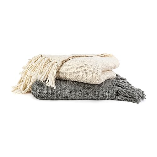 Click here for ienjoy Home Slub-Yarn Fringed Throw  60 x 50 - Gra... prices