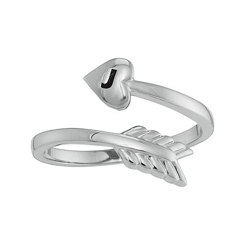 Personalized Sterling Silver Bypass Arrow Initial Ring  9 1/2  White