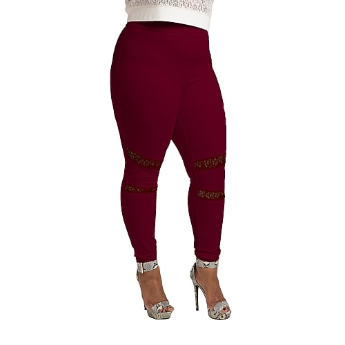 Click here for Womens Plus Size Curvy-Fit Lace Inset Pull-On Pont... prices