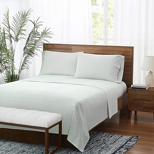 Click here for Brooklyn Loom Pinstripe Sheet Set  One Size  Green prices