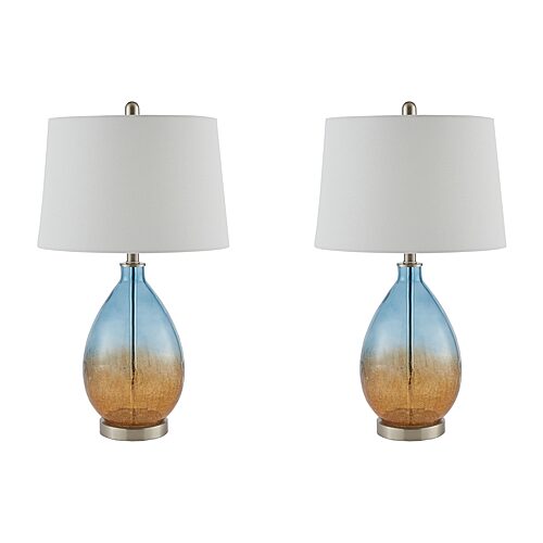 510 Design Cortina Set Of 2-pc Glass Table Lamp  One Size  Blue