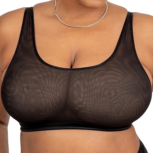 Click here for Curvy Couture Sheer Mesh Bralette - 1355  Xx-large... prices