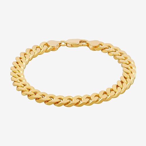 Click here for Mens 24K Gold Over Silver 8 1/2 Inch Solid Curb Ch... prices