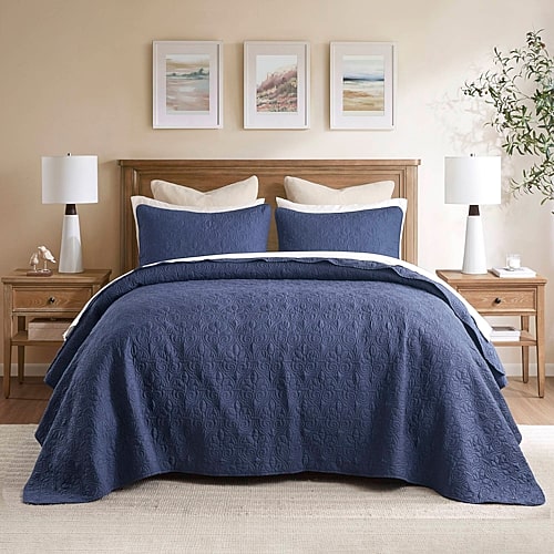 Madison Park Quebec Quilted 2-Pc. Bedspread Set  Twin - Navy