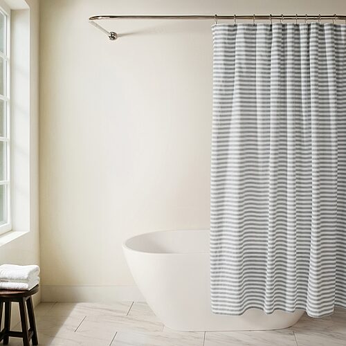Click here for ienjoy Home Cotton Blend Striped Shower Curtains... prices