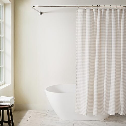 Click here for ienjoy Home Cotton Blend Striped Shower Curtains... prices