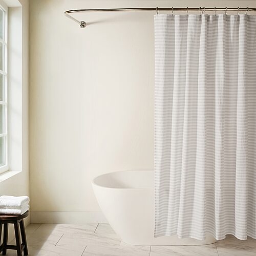 Click here for ienjoy Home Cotton Blend Striped Shower Curtains... prices