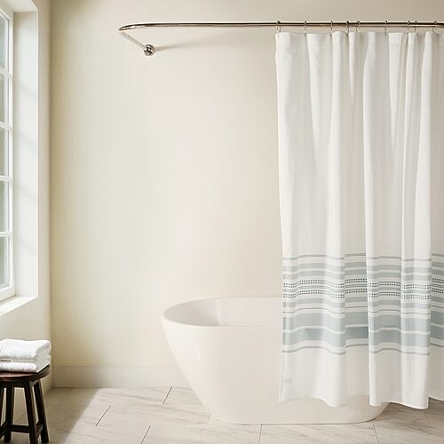 Click here for ienjoy Home Cotton Blend Striped Shower Curtains... prices