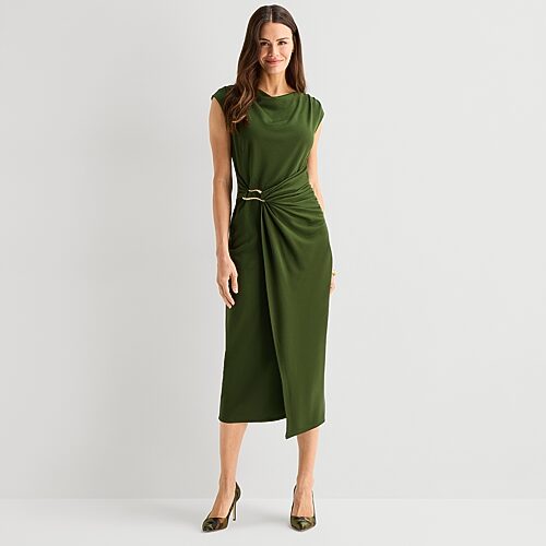 Click here for Msk Womens Sleeveless Boat-Neck Ponte-Knot Wrap Mi... prices