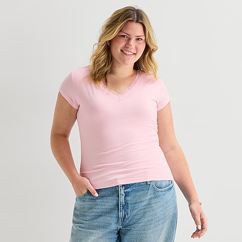 Click here for Forever 21 Womens Juniors Plus V Neck Short Sleeve... prices