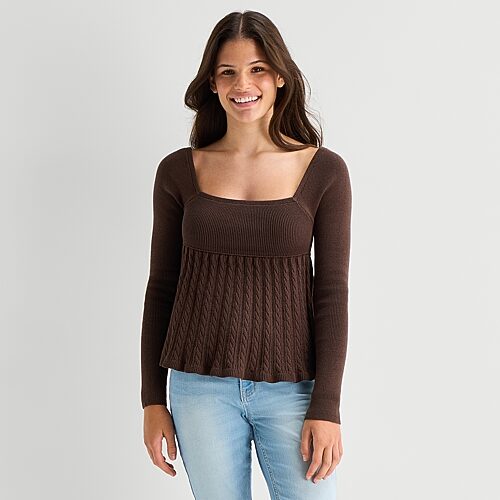 Click here for Arizona Womens Juniors Square Neck Long Sleeve Bab... prices