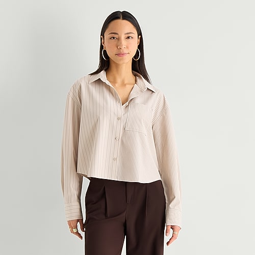 Click here for Stylus Womens Cuffed Long Sleeve Regular Fit Butto... prices