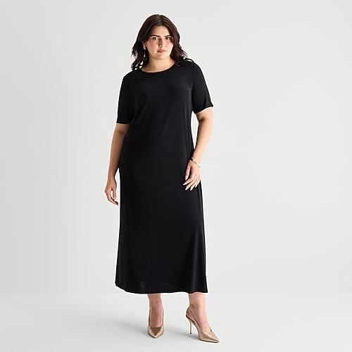 Click here for MSK Womens Plus Round Neck Short Sleeve Maxi Dress... prices