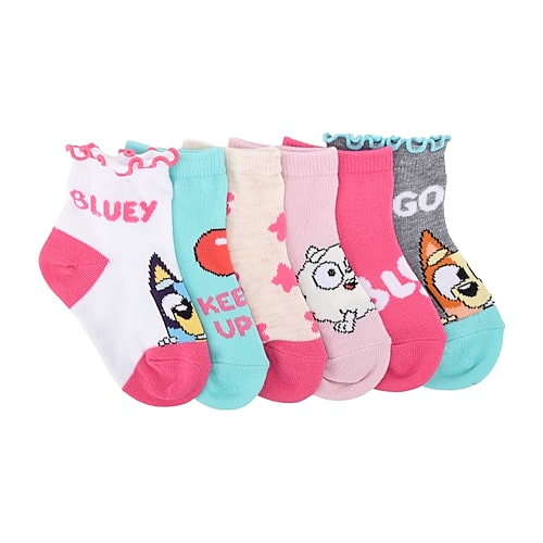 Click here for Girls 6 Pair Toddler Bluey Quarter Ankle Socks  2t... prices