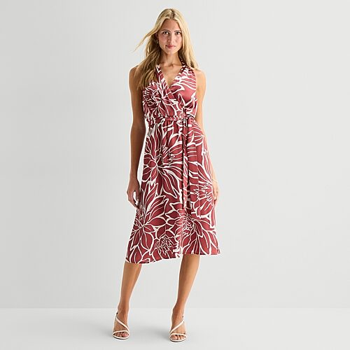 Click here for Studio 1 Womens Sleeveless Floral Wrap Dress  8  B... prices