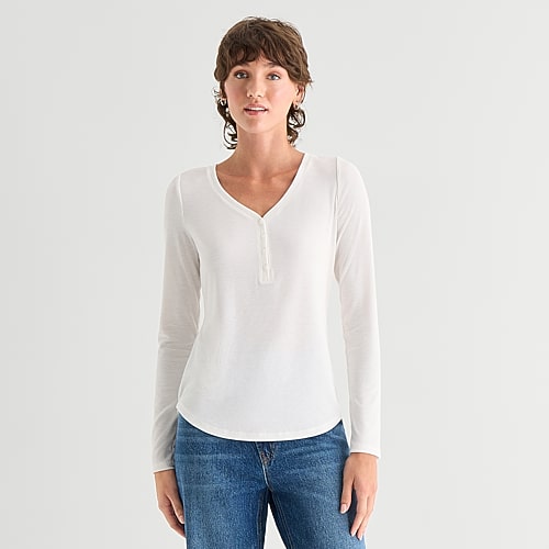 Click here for a.n.a Womens Long Sleeve Regular Fit Henley Shirt... prices