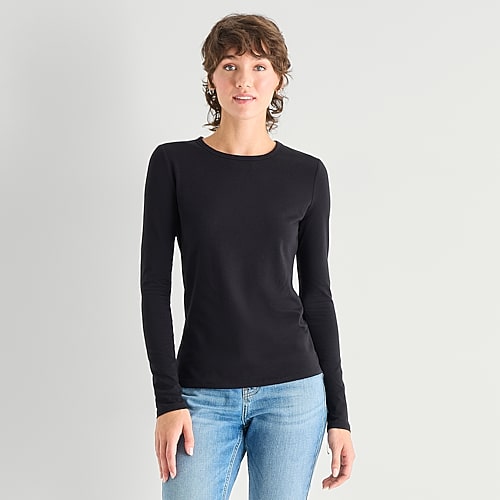 Click here for A.N.A Womens Crew Neck Long Sleeve T-Shirt  Petite... prices