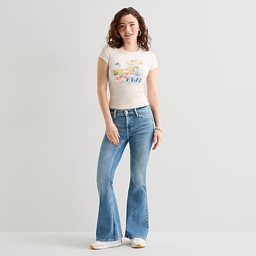 Click here for Arizona Womens Low Rise Flare Leg Jean  10  Blue prices