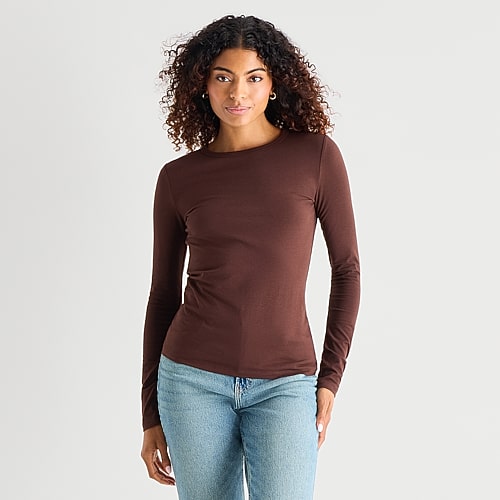 Click here for A.N.A Womens Crew Neck Long Sleeve T-Shirt  Petite... prices