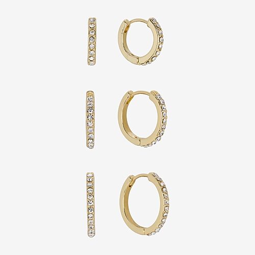 Click here for Athra 3pr. 14kt. 3pr. Gold over Brass CZ Huggie Ho... prices