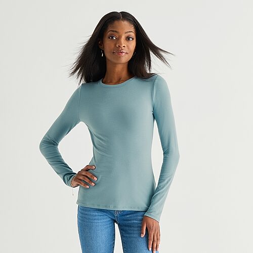 Click here for a.n.a Womens Crew Neck Long Sleeve T-Shirt  Petite... prices