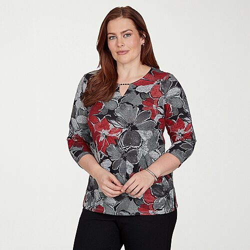 Click here for Alfred Dunner Classics Womens Split Crew Neck 3/4... prices