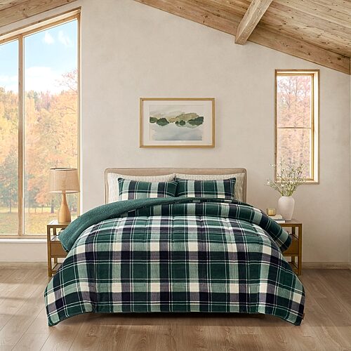 Click here for Bearpaw Bobbi Plaid Flannel Sherpa 3-pc. Comforter... prices